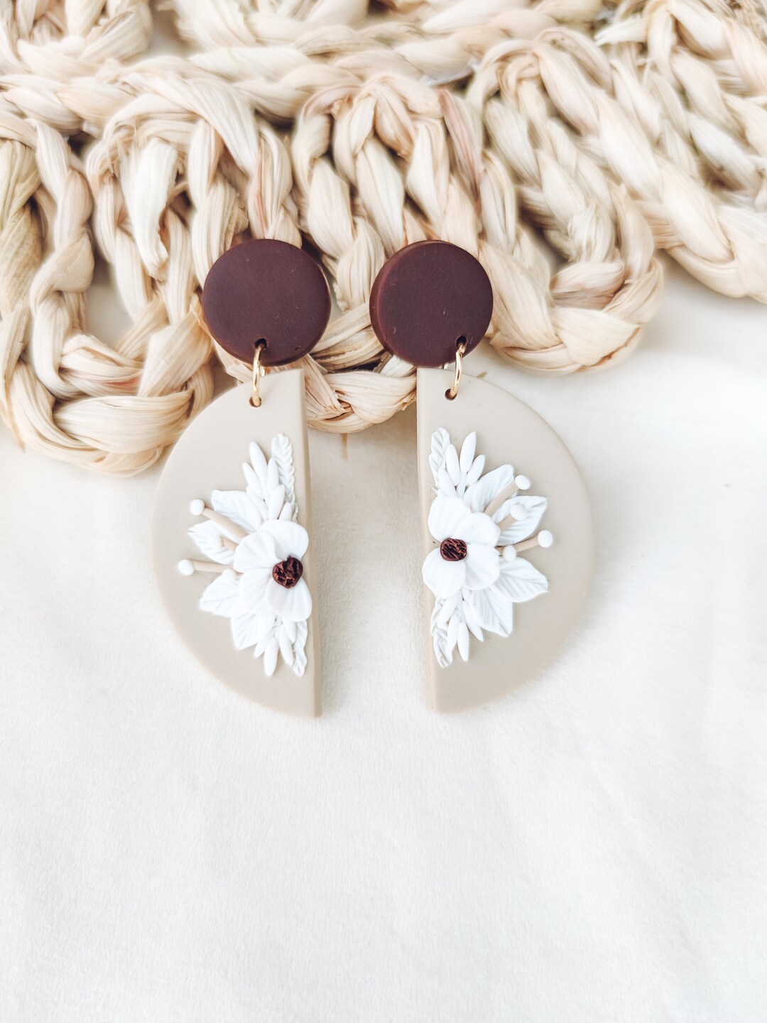 The Kate in Boho Floral / Polymer Clay Earrings, Clay Earrings, Floral ...