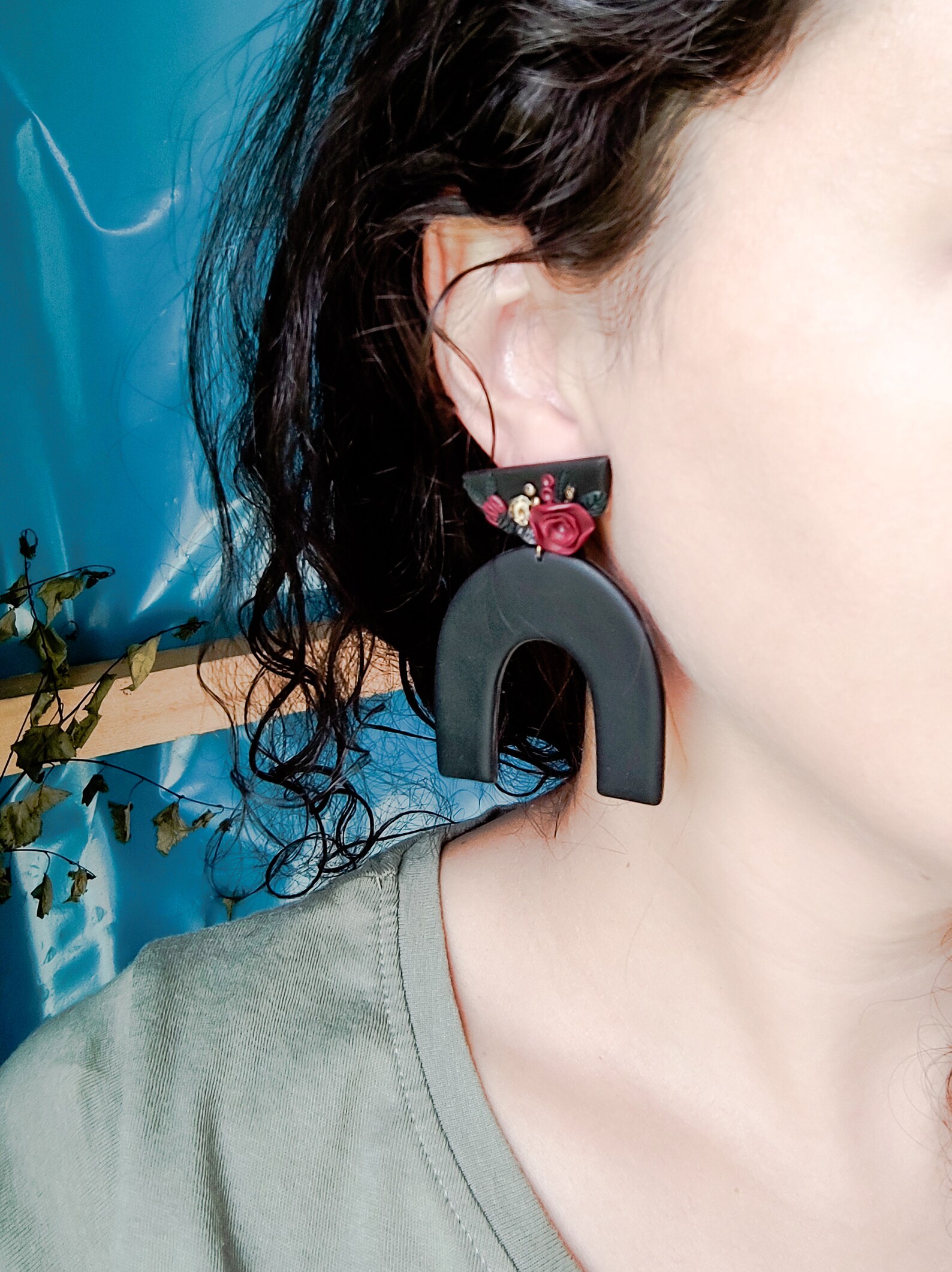 The Gothic Flower Arches / Polymer Clay Earrings Floral Clay - Etsy