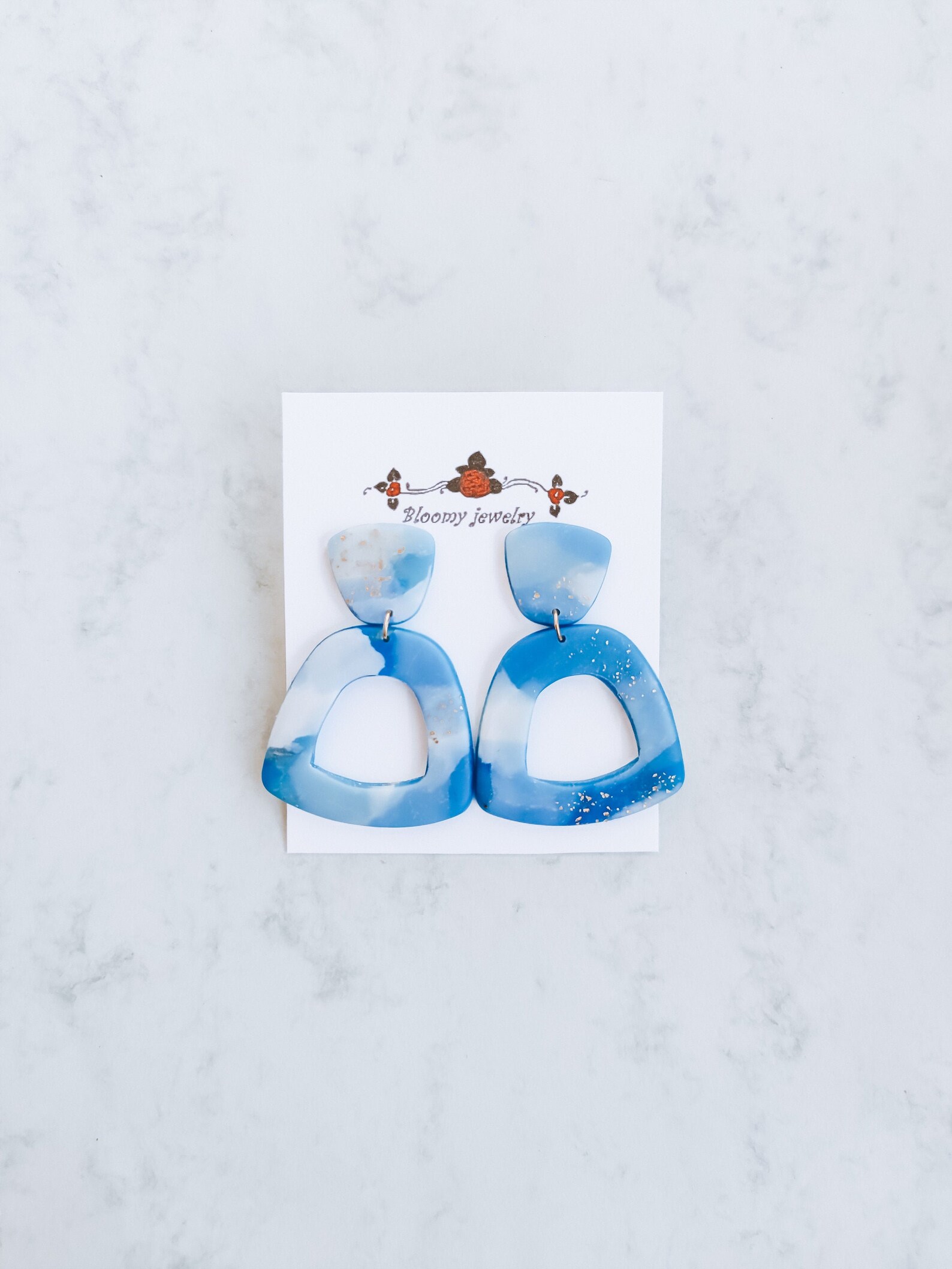 The Claudia in Blue Colours / Blue Sky & Sea Polymer Clay Earrings With ...