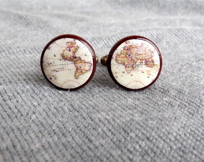 Whole Wide World Map Cufflinks Vintage World Map Cufflinks Wedding Cuff ...