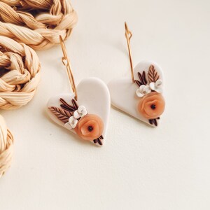 Floral Heart Dangles in Boho Style / Heart Hoop Dangle - Etsy