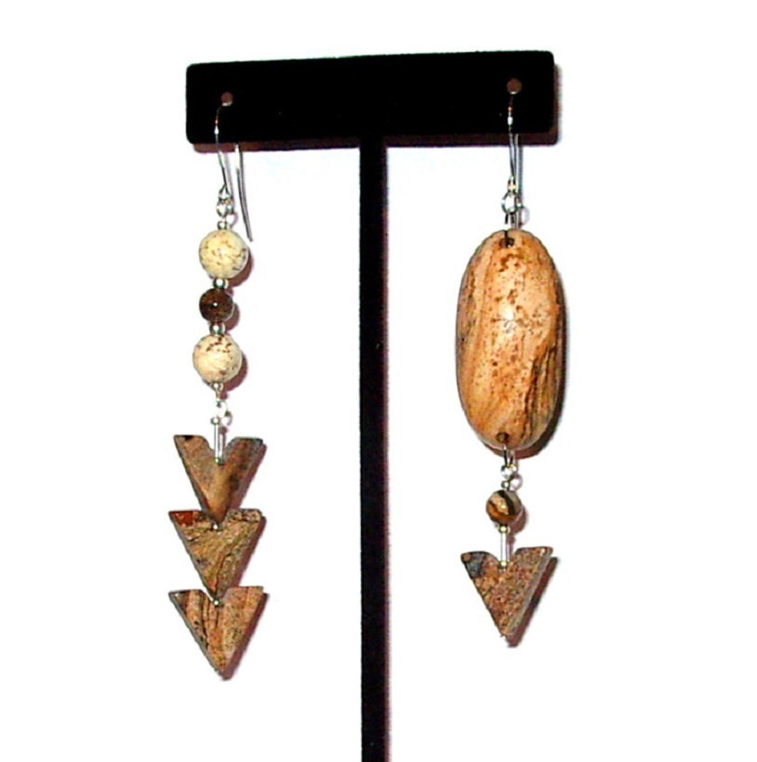 Jasper Arrow Points Mis-matched Bohemian Earrings Handmade - Etsy