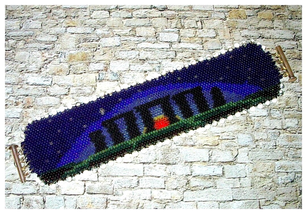 Stonehenge Solstice Sunrise Beadwoven Cuff Bracelet Hand Made - Etsy