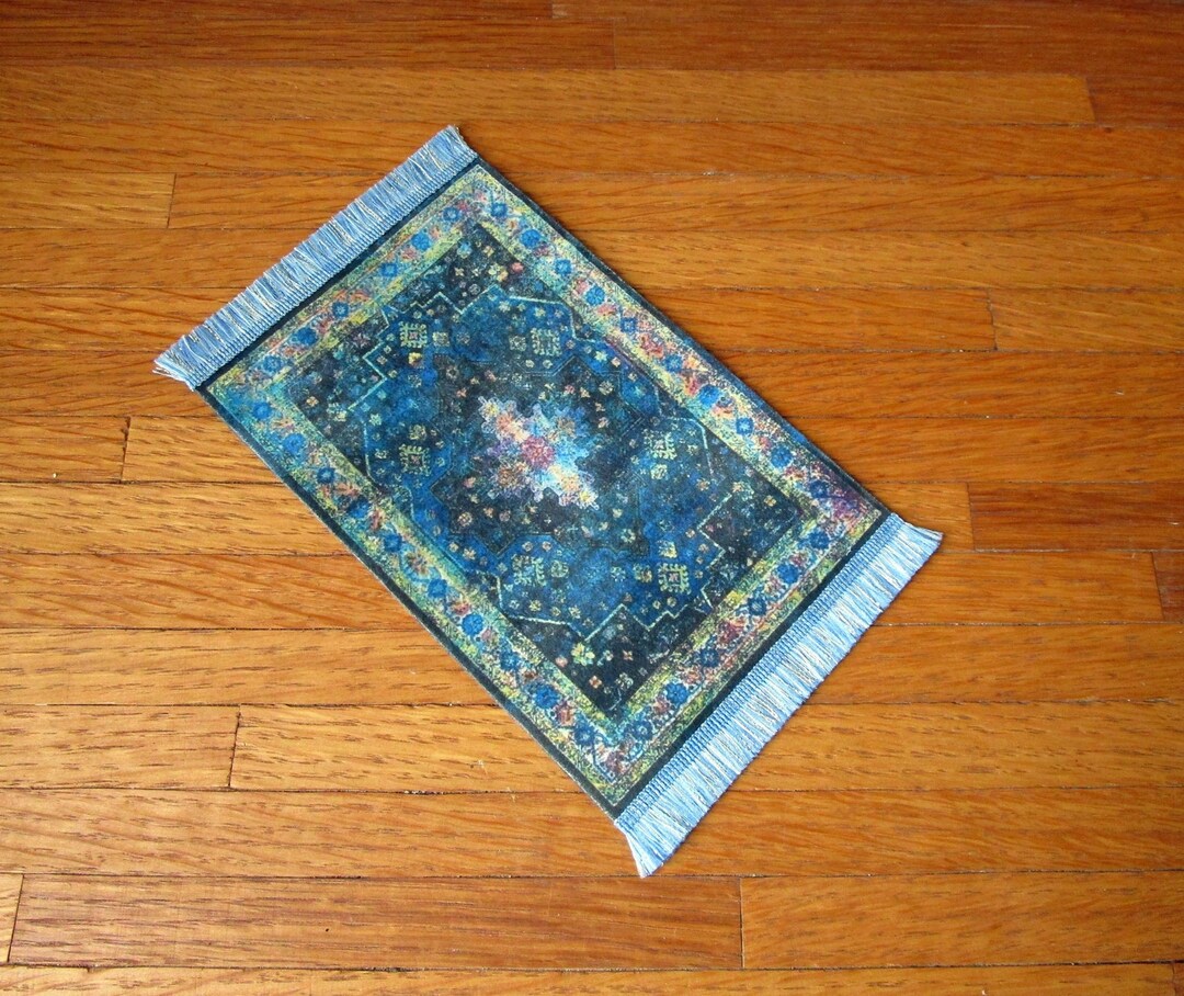 Blue & Teal Area Rug Medieval Dollhouse Miniature 1/12 Scale - Etsy