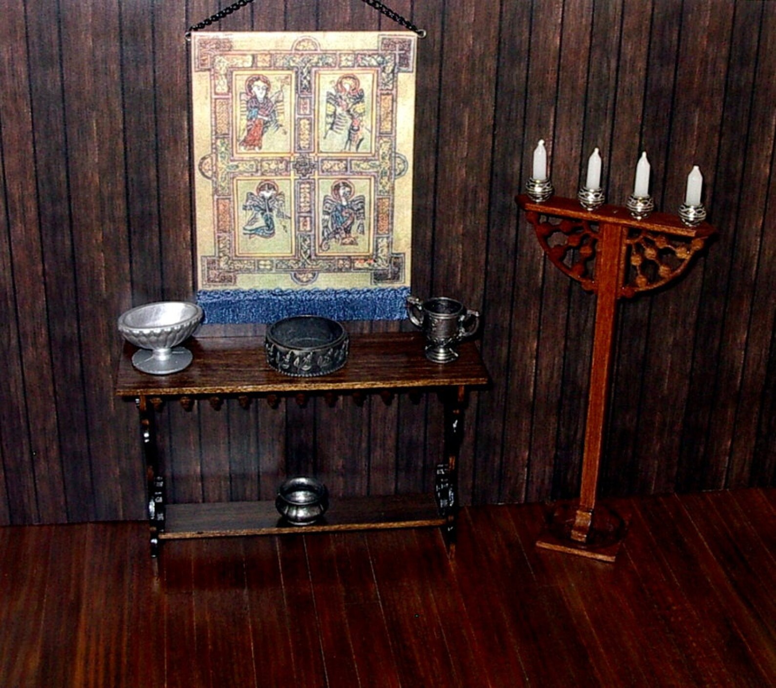 Four Evangelists Medieval Tapestry Dollhouse Miniature 1 12 Scale