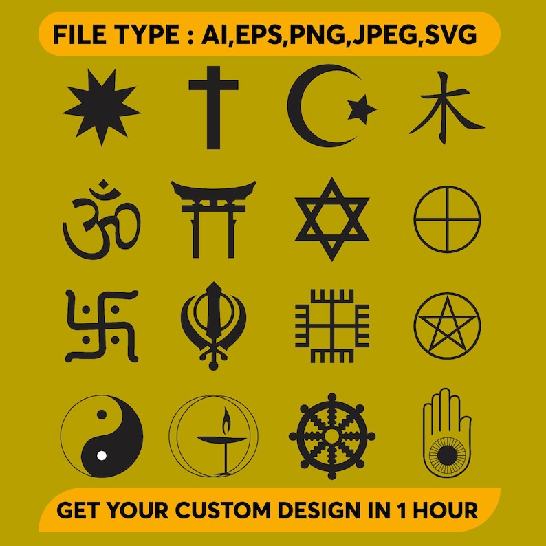 World Religions Symbol SVG Bundle | Faith Icons Clipart | Spiritual ...
