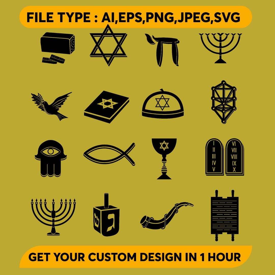 Jewish Symbols SVG Bundle | Judaica Clipart | Hanukkah, Star of David ...