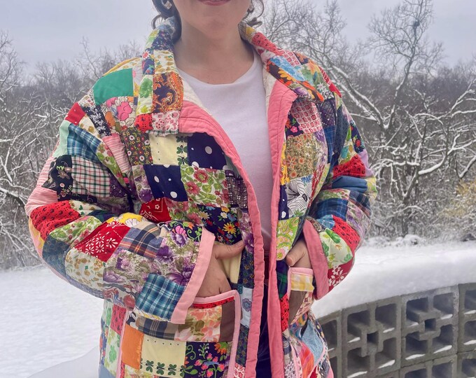 Upcycled Vintage Quilt Coat, Floral Patchwork Quilted Jacket - Etsy