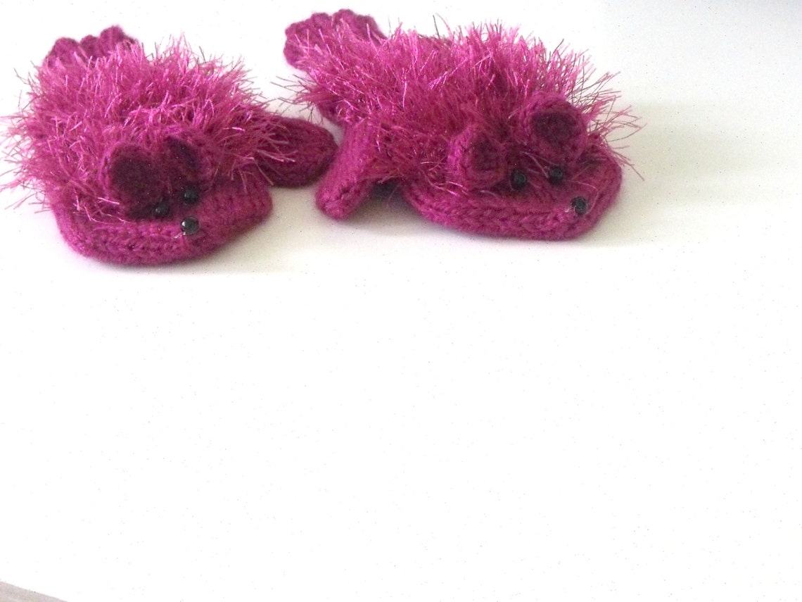 Knit Hedgehog Mittens, Children Hand Made Mittens, Hand Puppet Glove ...