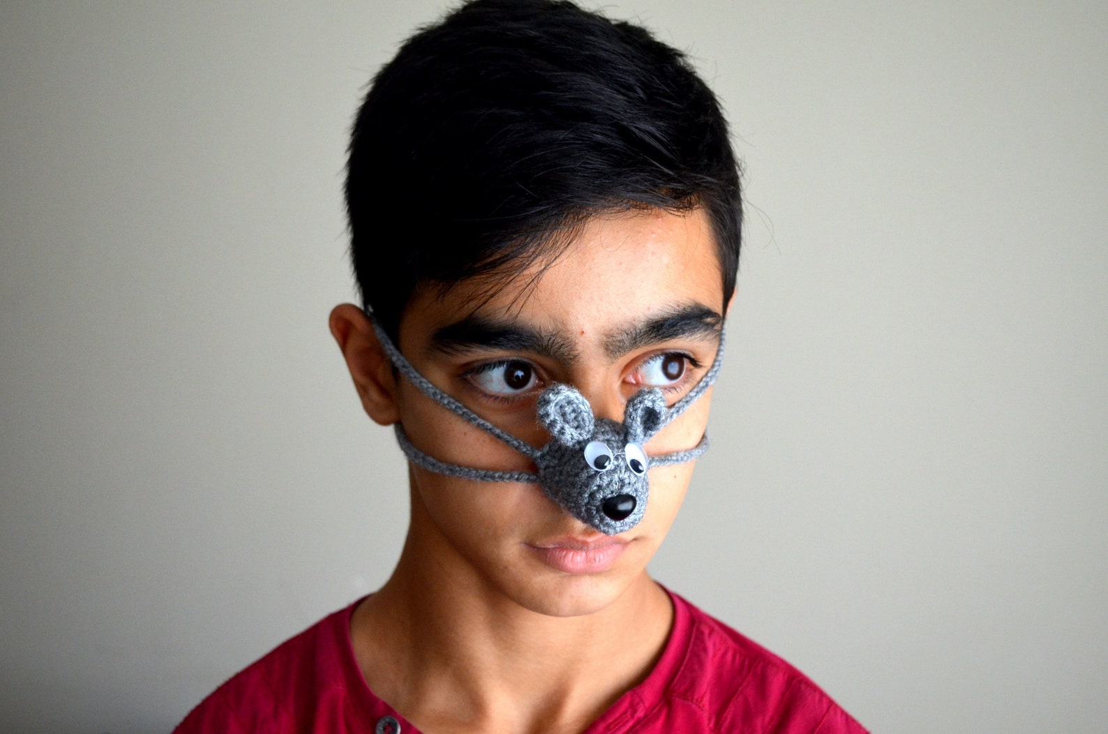 Nose Warmer Gray, Crochet Nose Cozy, Animal Nose Warmer for Women ...