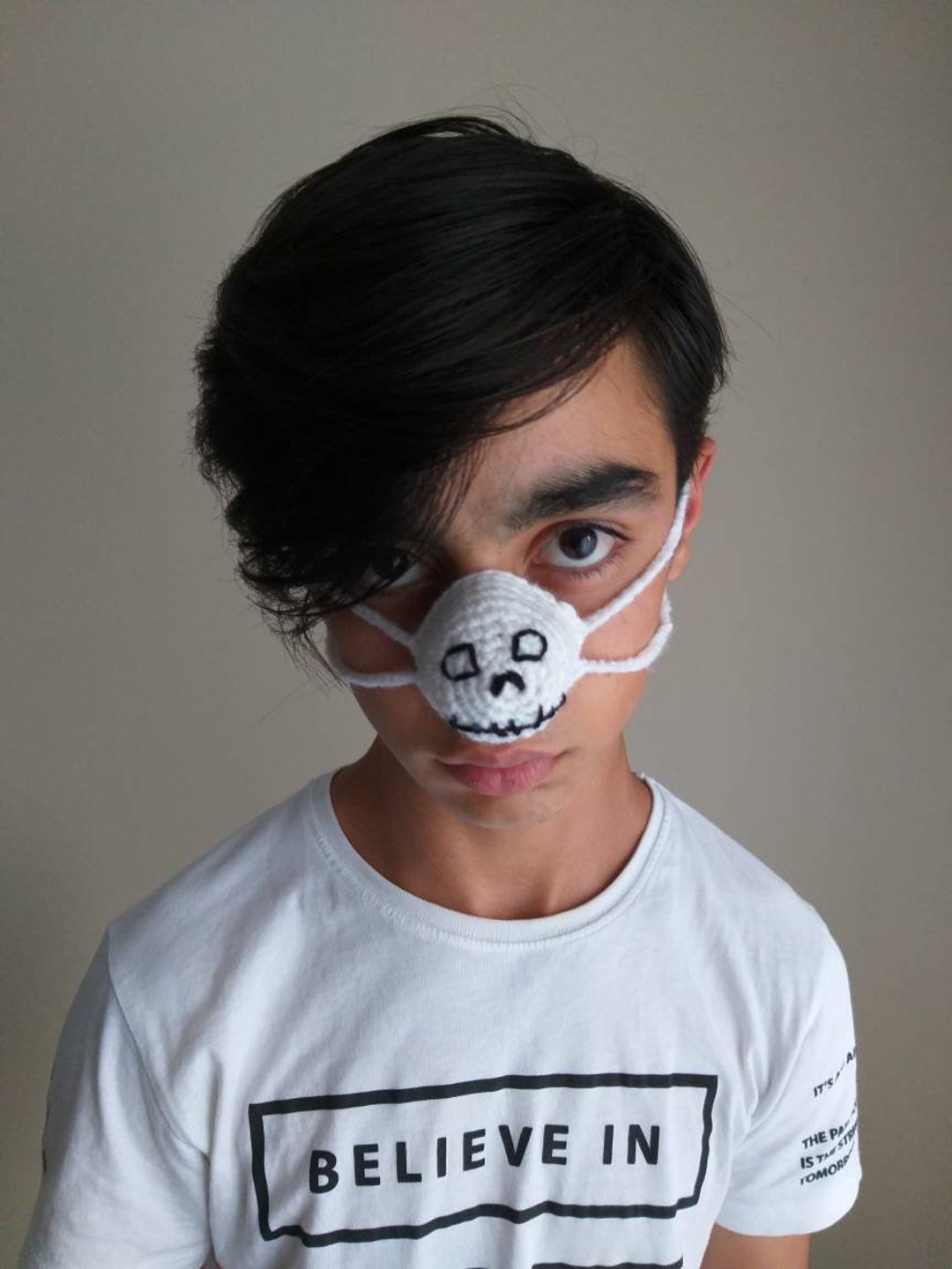 Skull Nose Warmer, Nose Warmer White for Man, Large Crochet Nose Cozy ...