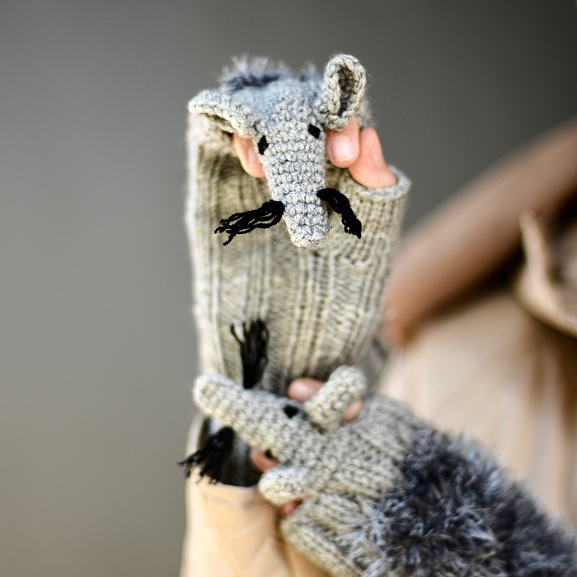 Wool Knitted Rat Gloves, Mice Furry Gloves, Mouse Fingerless, Knitting ...