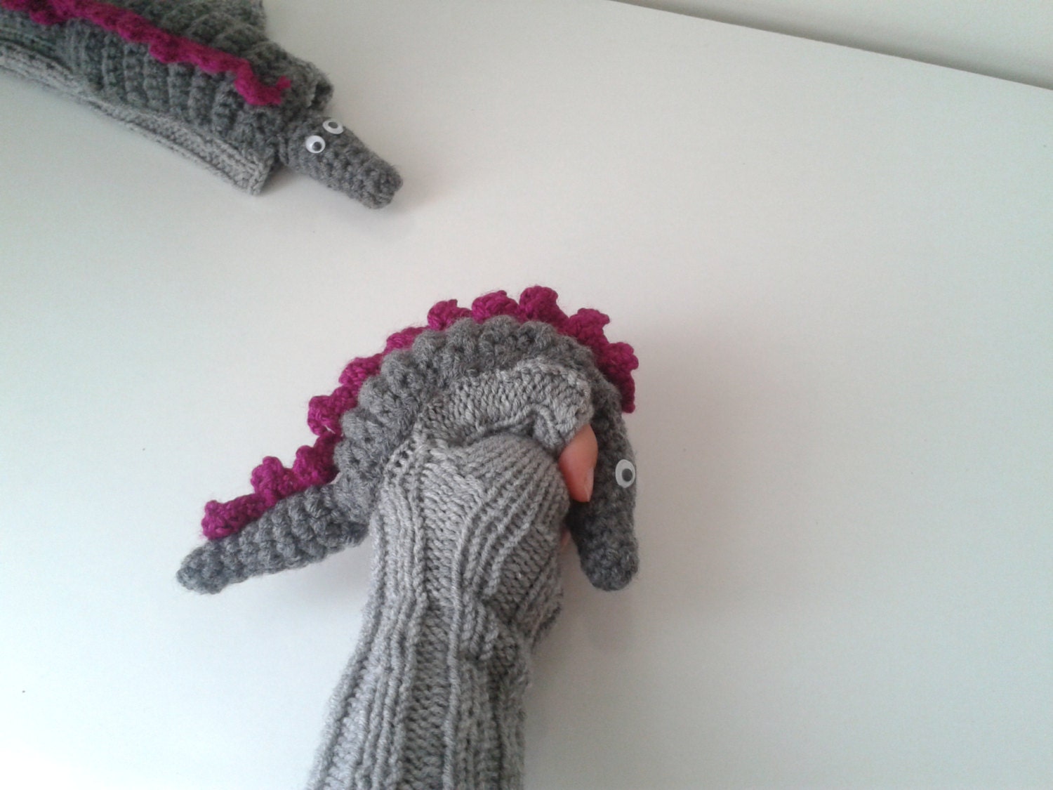 Knitted Godzilla Costume Gloves, Fingerless Glove, Animal Mittens ...