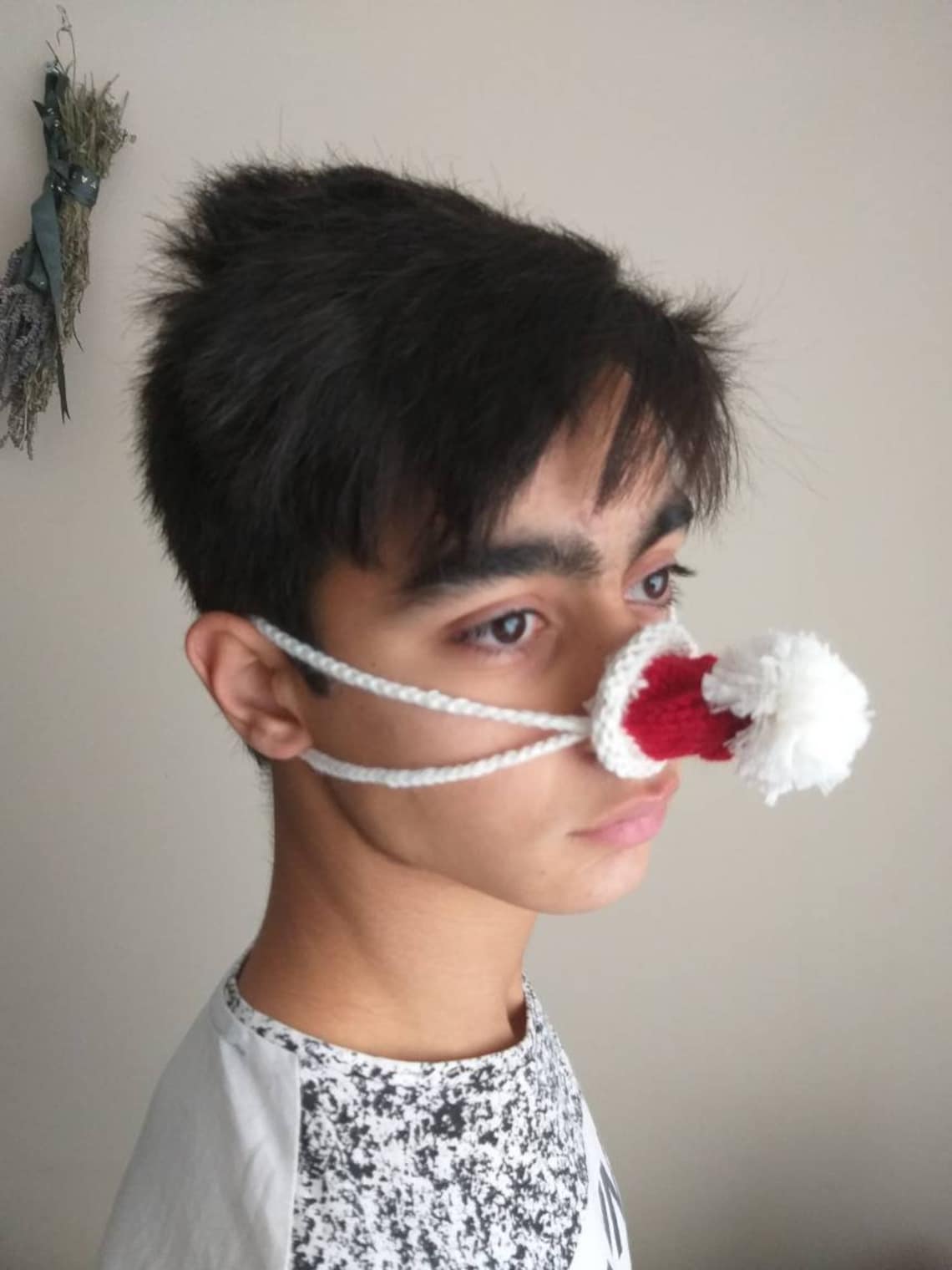 Nose Warmer Santa Hat, Crochet Nose Cozy, Nose Warmer for Women , Red ...