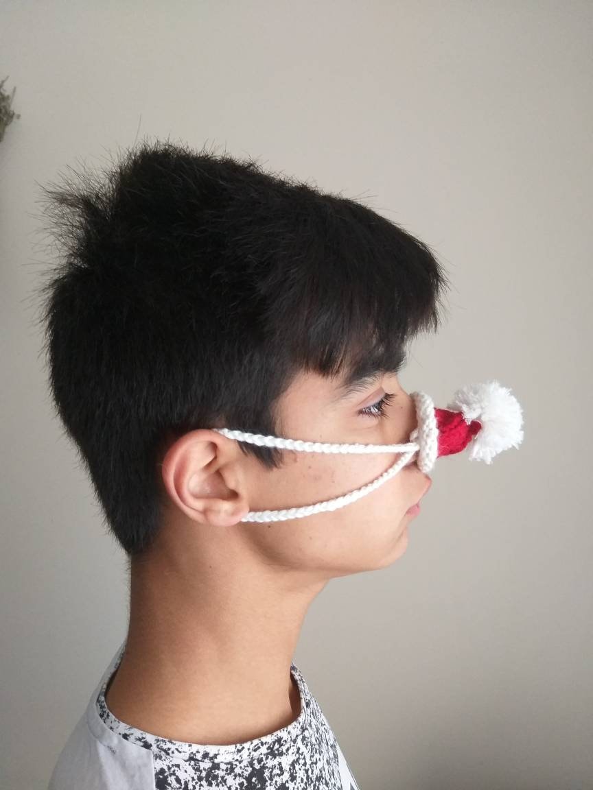 Nose Warmer Santa Hat, Crochet Nose Cozy, Nose Warmer for Women , Red ...