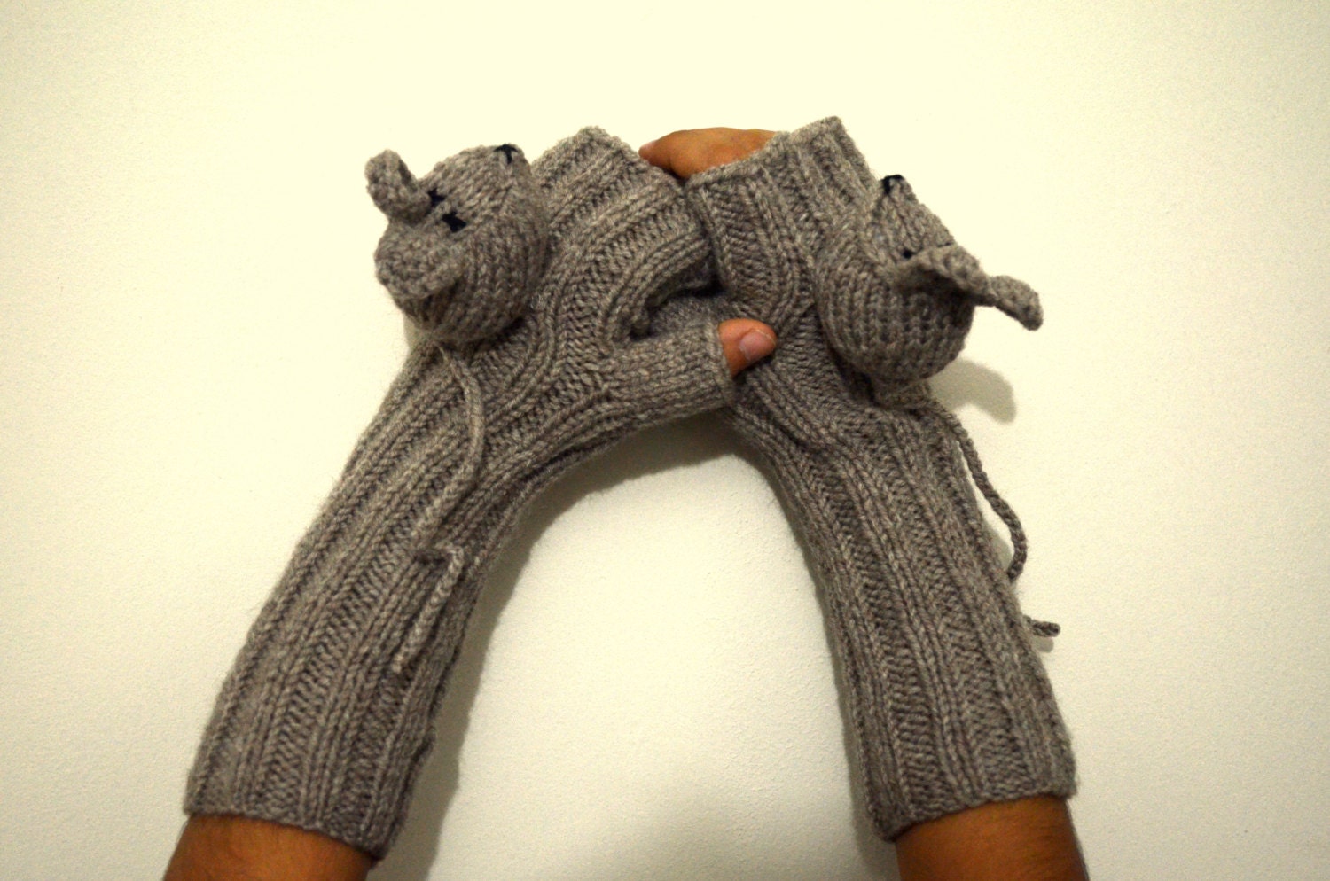 Mice Knit Gloves, Hand Puppet Fingerless, Touch Screen Gloves, Men's ...