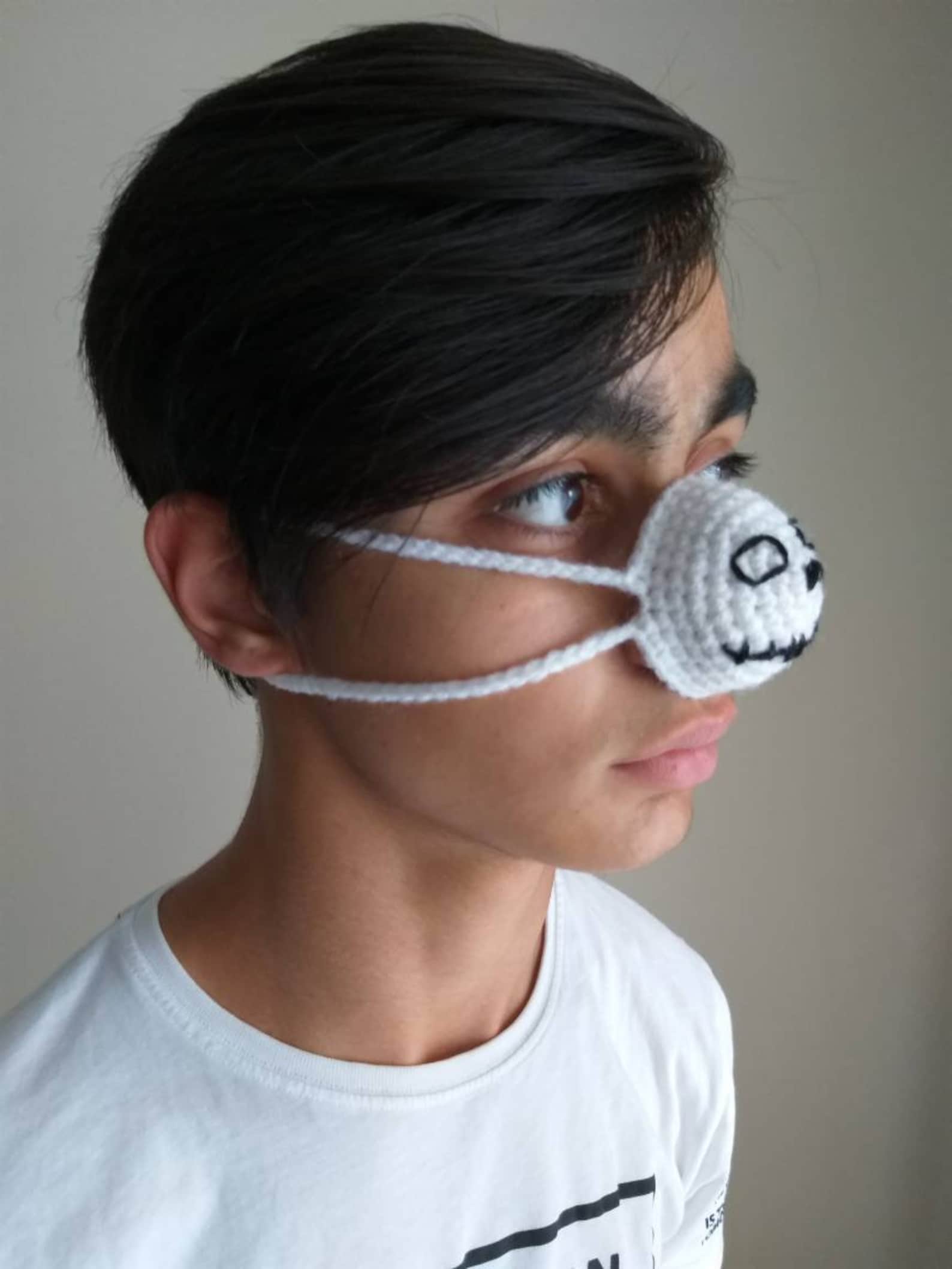 Skull Nose Warmer, Nose Warmer White for Man, Large Crochet Nose Cozy ...