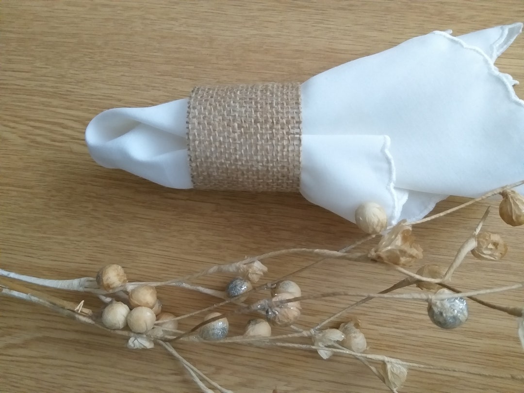 Natural Jute Napkin Holders, 50 Set Burlap Napkin, Wedding Rustic Ring ...