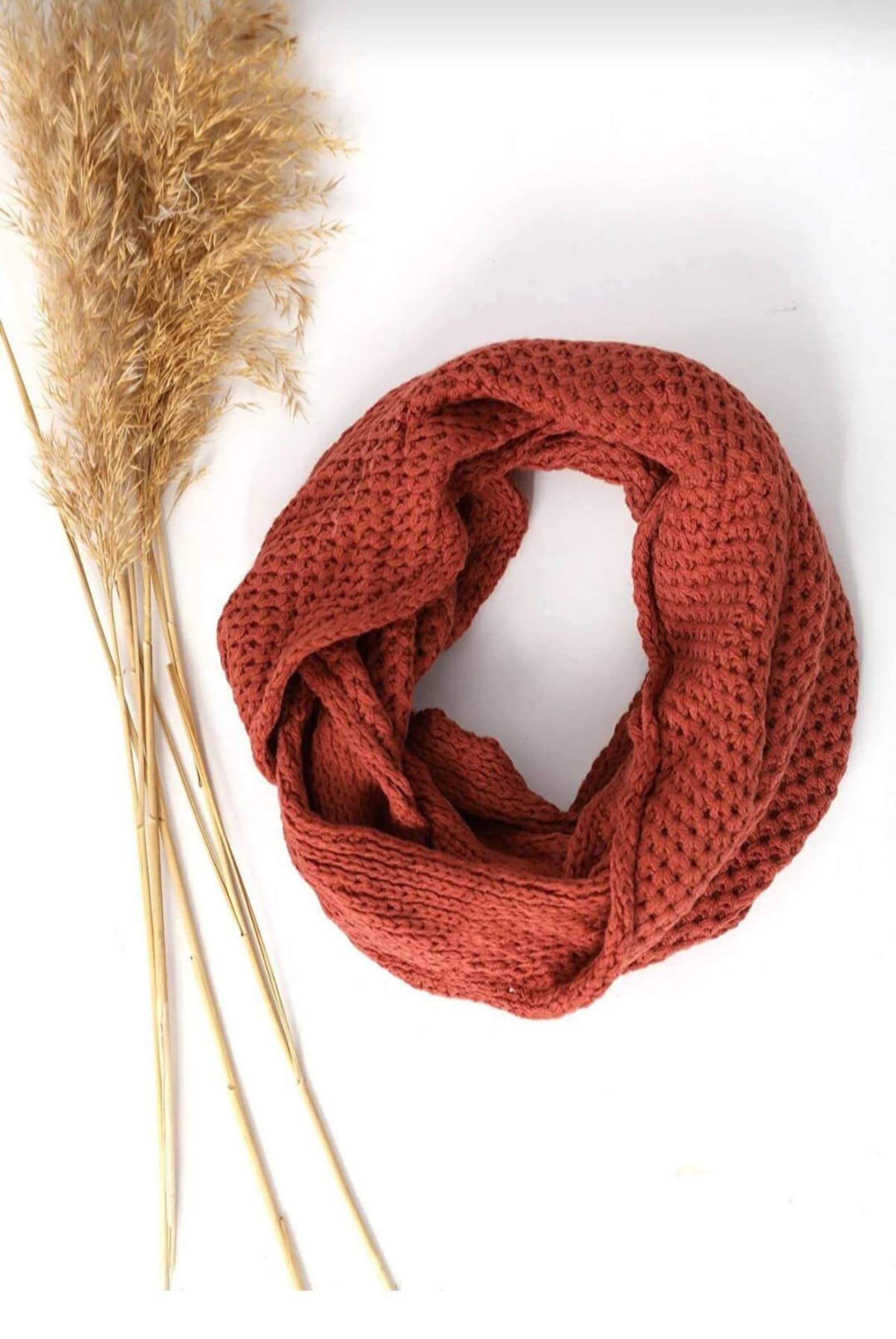 Knit Scarf Infinity Cowl Wrap Collar Neck Warmer Holder Unisex Knit ...