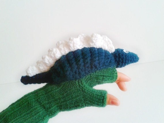 Crochet Godzilla Gloves Long fingerless gloves Animal Child | Etsy