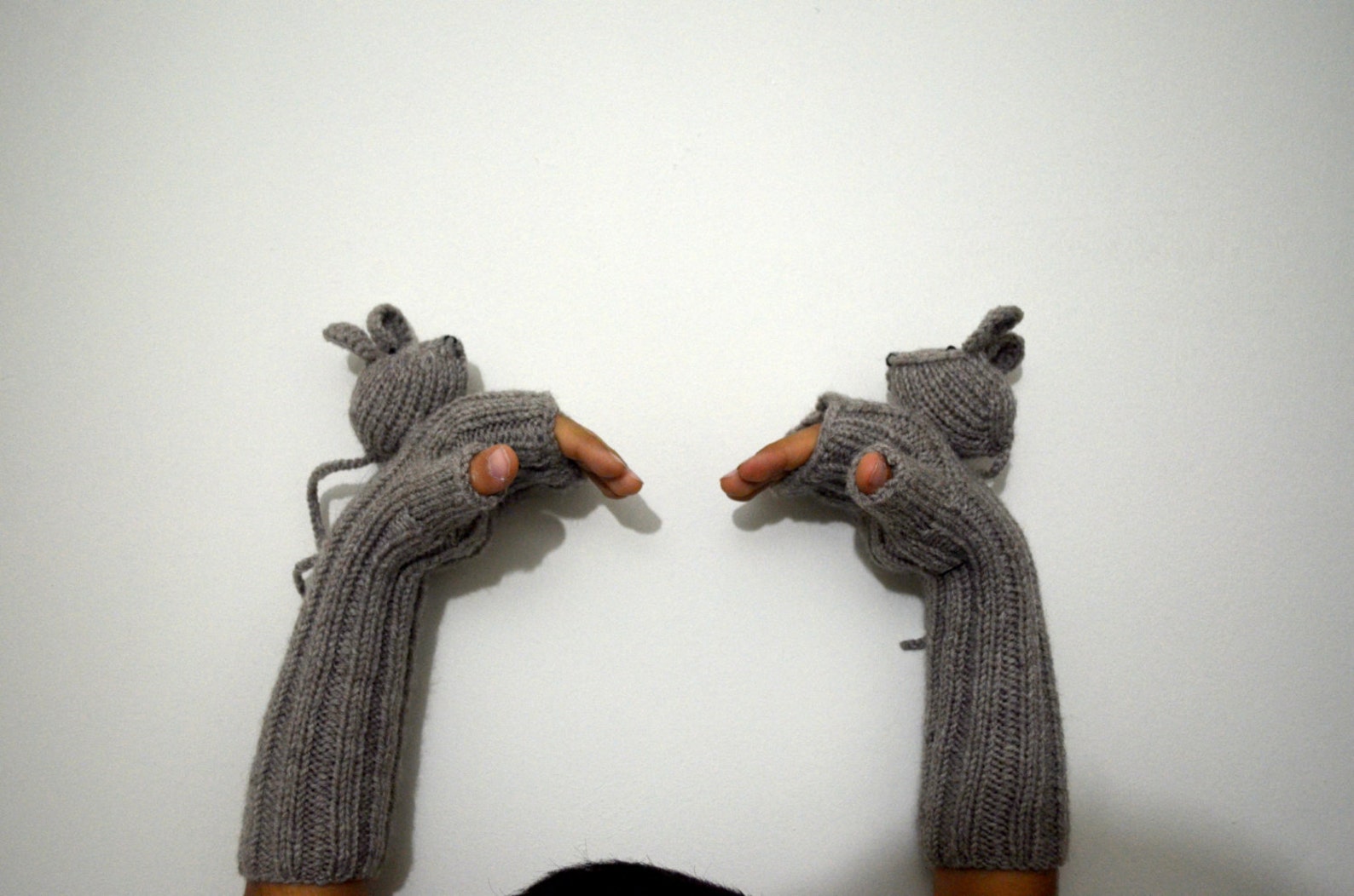 Mice Knit Gloves, Hand Puppet Fingerless, Touch Screen Gloves, Men's ...