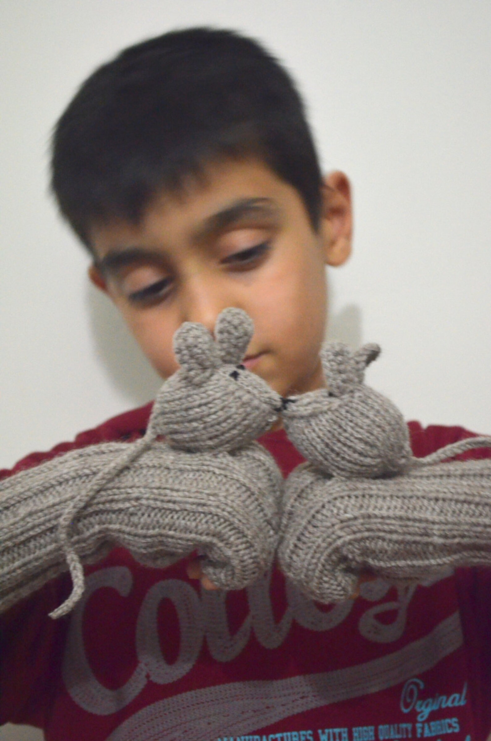Mice Knit Gloves, Hand Puppet Fingerless, Touch Screen Gloves, Men's ...