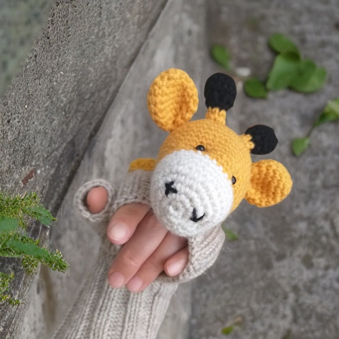 Honeycomb Knit Giraffe Fingerless, Crochet Amigurumi Mitten, Holiday ...