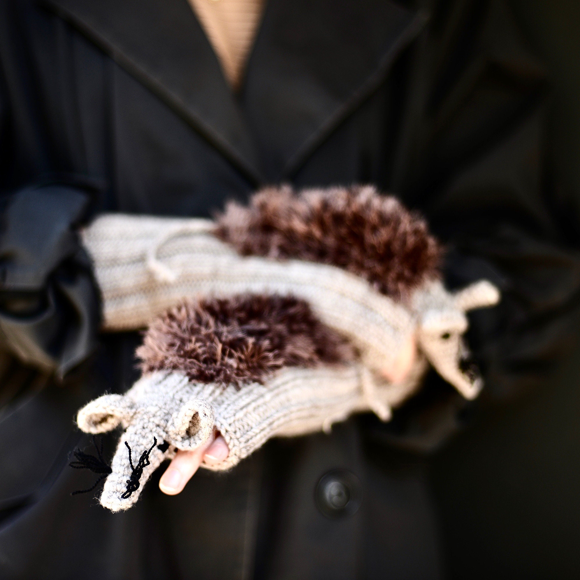 Wool Knitted Rat Gloves, Mice Furry Gloves, Mouse Fingerless, Knitting ...