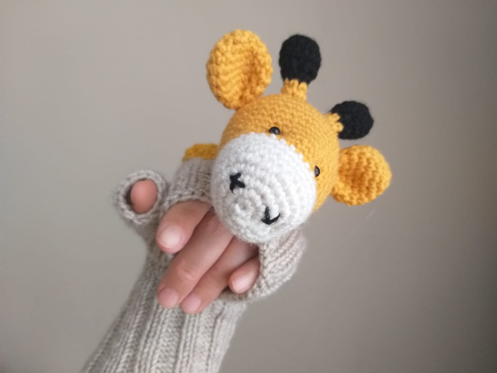 Honeycomb Knit Giraffe Fingerless, Crochet Amigurumi Mitten, Holiday ...