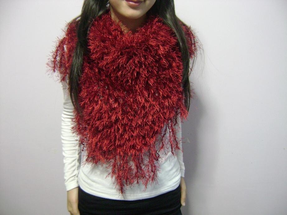 Hand Crochet Furry Shaw, Burgundy Crochet Wedding Shawl, Gifts for Mom ...