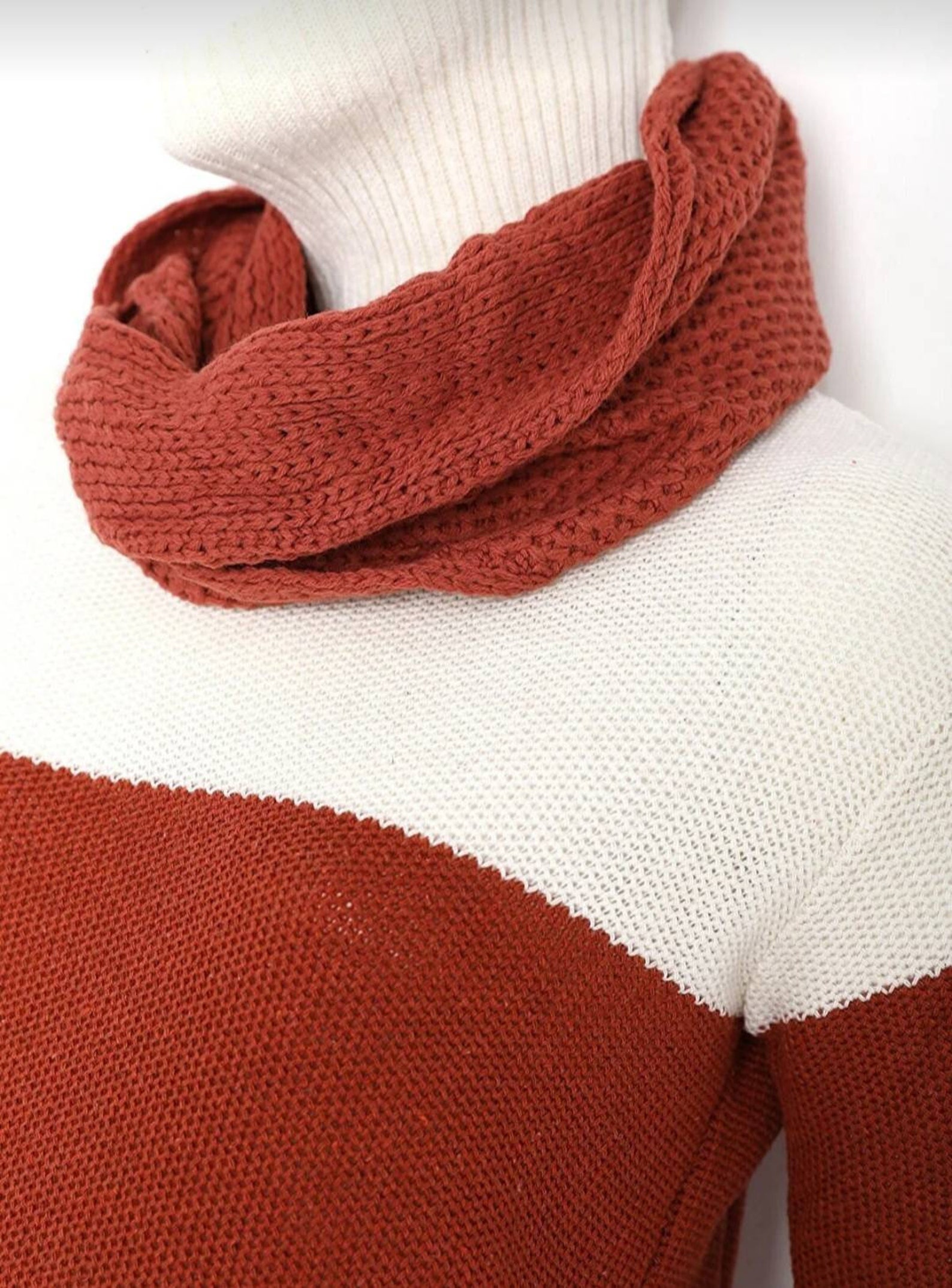 Knit Scarf Infinity Cowl Wrap Collar Neck Warmer Holder Unisex Knit ...