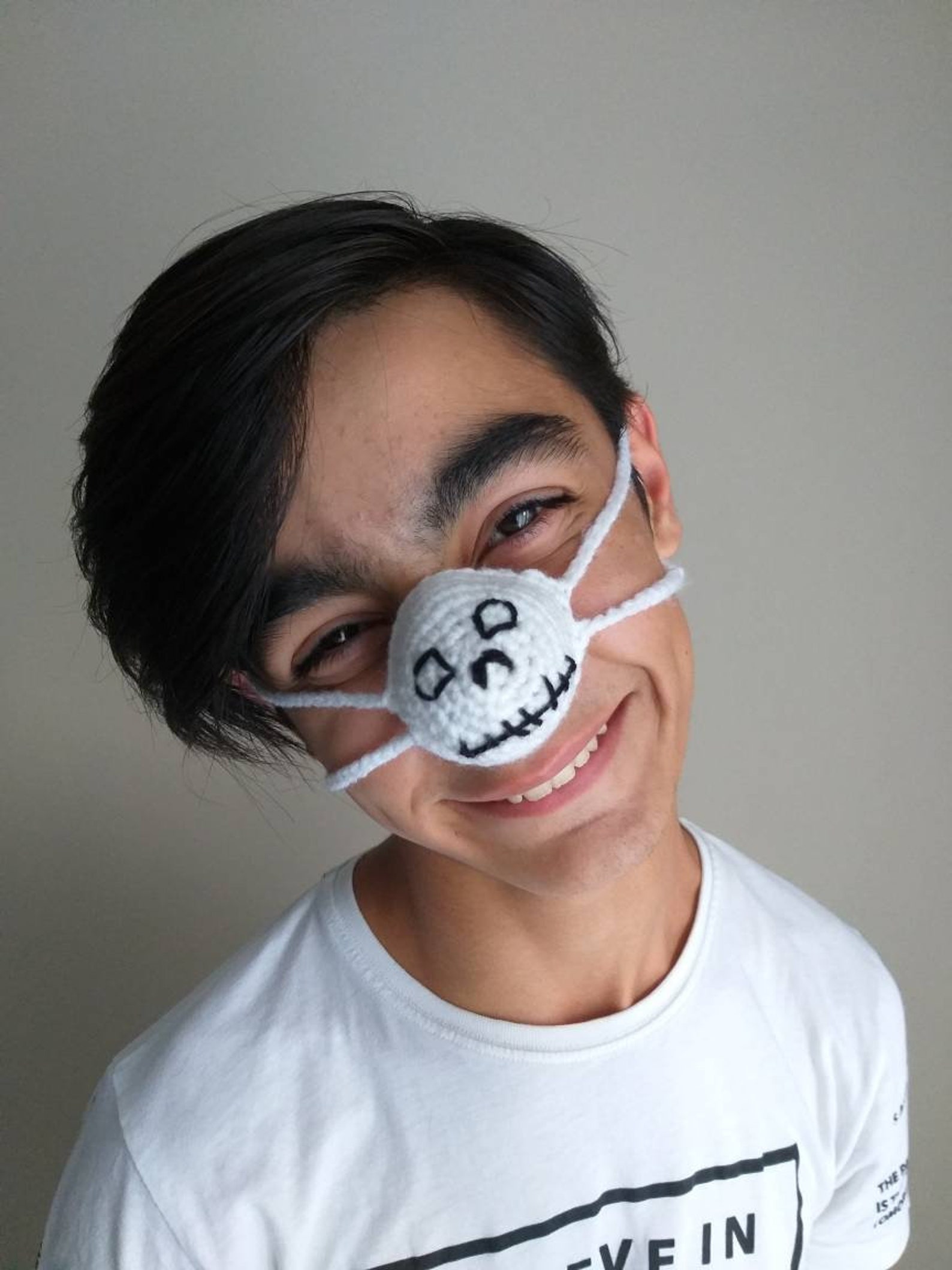 Skull Nose Warmer, Nose Warmer White for Man, Large Crochet Nose Cozy ...