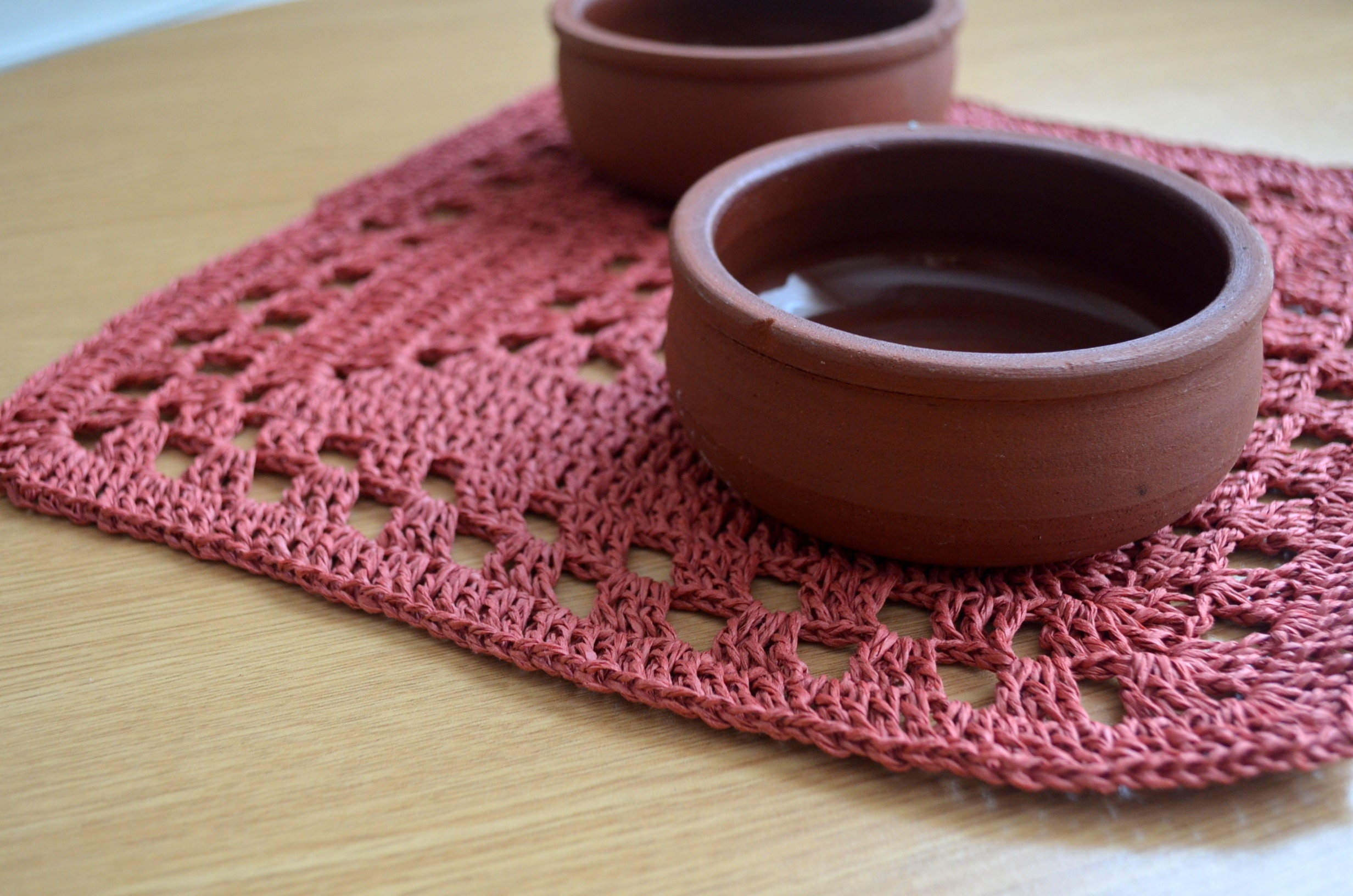 Rustic Square Placemats Vintage Red Straw Serving Mat, Handmade Raffia ...