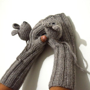 Mice Knit Gloves, Hand Puppet Fingerless, Touch Screen Gloves, Men's ...