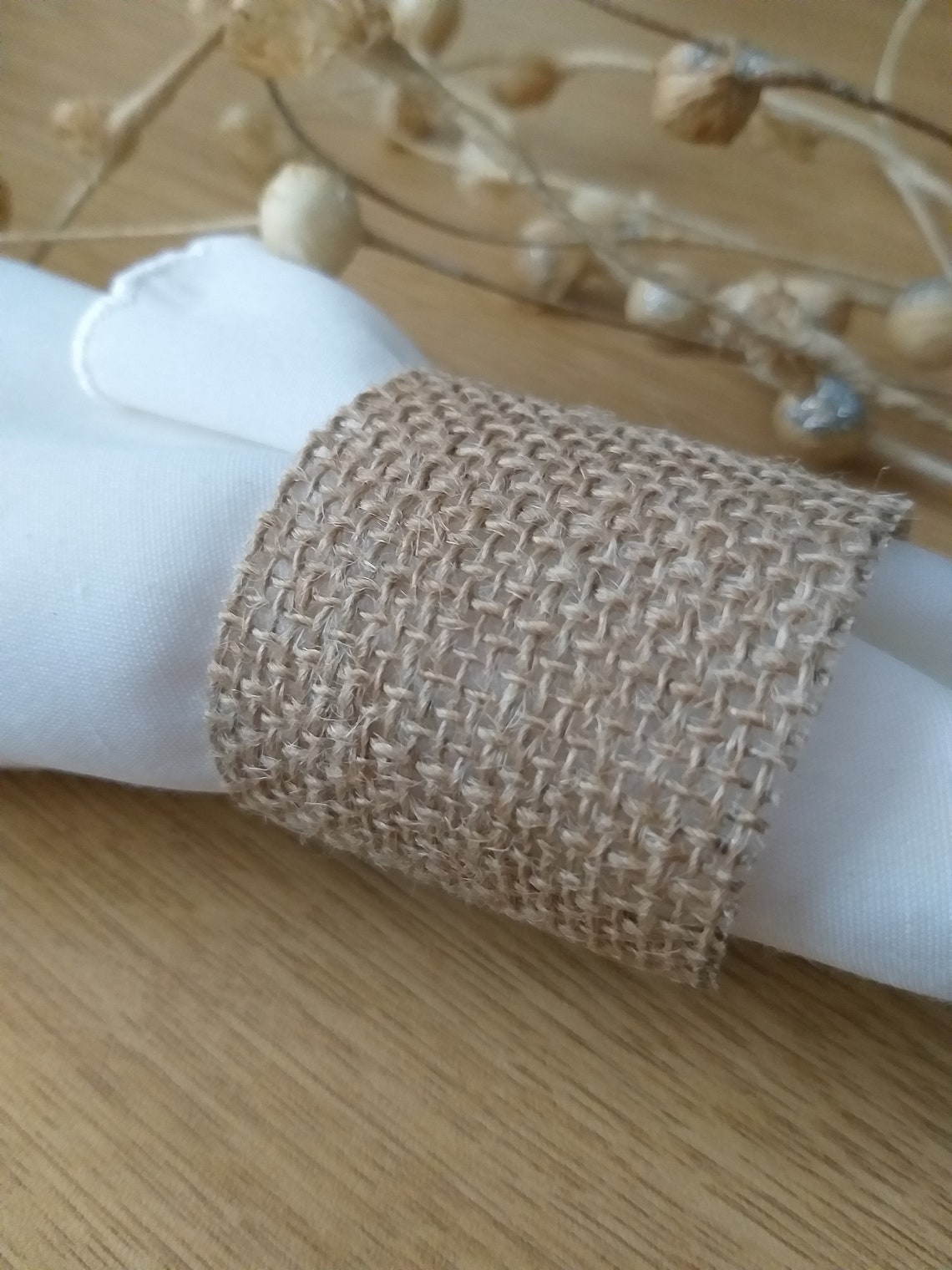 Natural Jute Napkin Holders, 50 Set Burlap Napkin, Wedding Rustic Ring ...