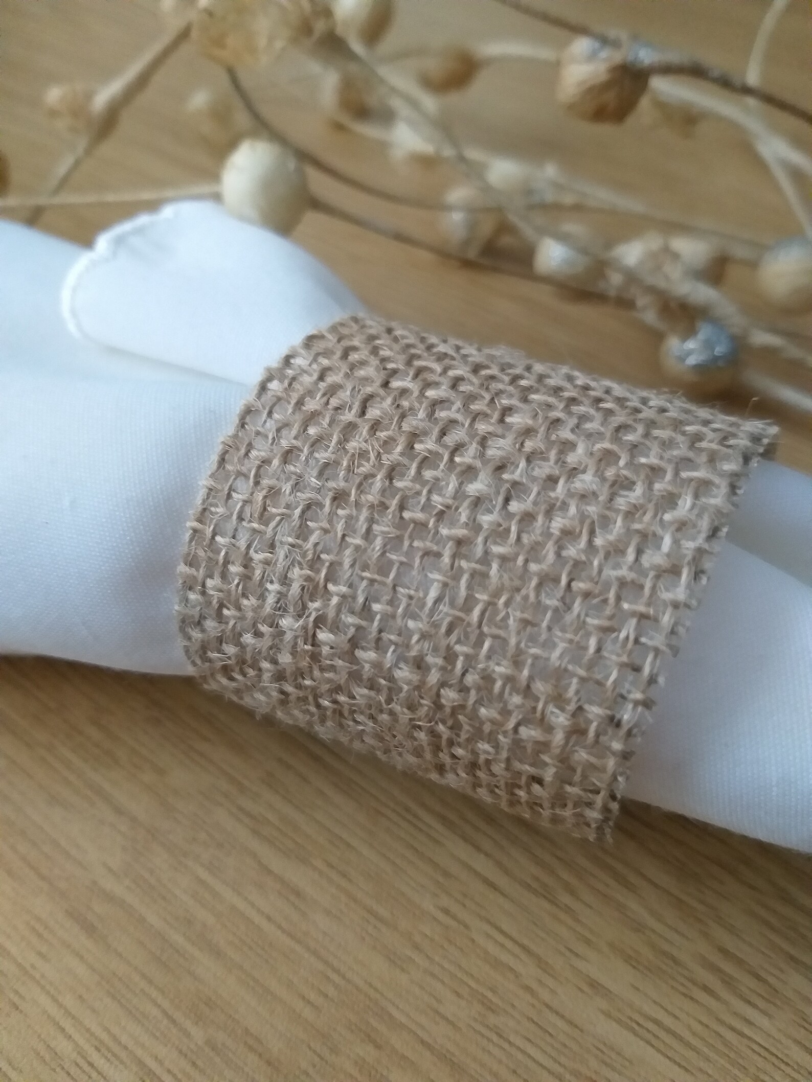 Natural Jute Napkin Holders, 50 Set Burlap Napkin, Wedding Rustic Ring ...