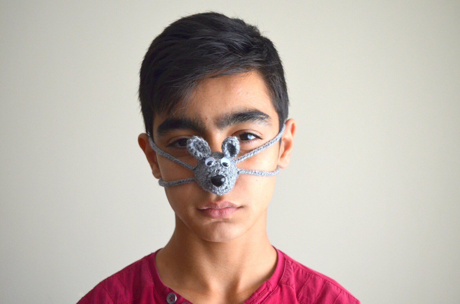 Nose Warmer Gray, Crochet Nose Cozy, Animal Nose Warmer for Women ...