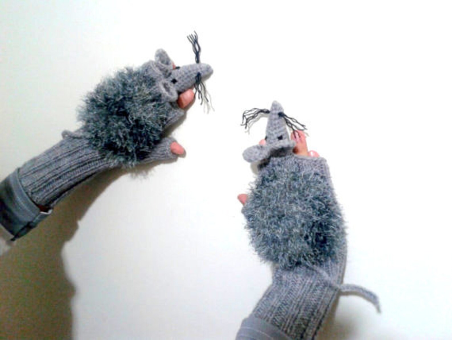 Wool Knitted Rat Gloves Mice Furry Gloves Fingerless Animal | Etsy
