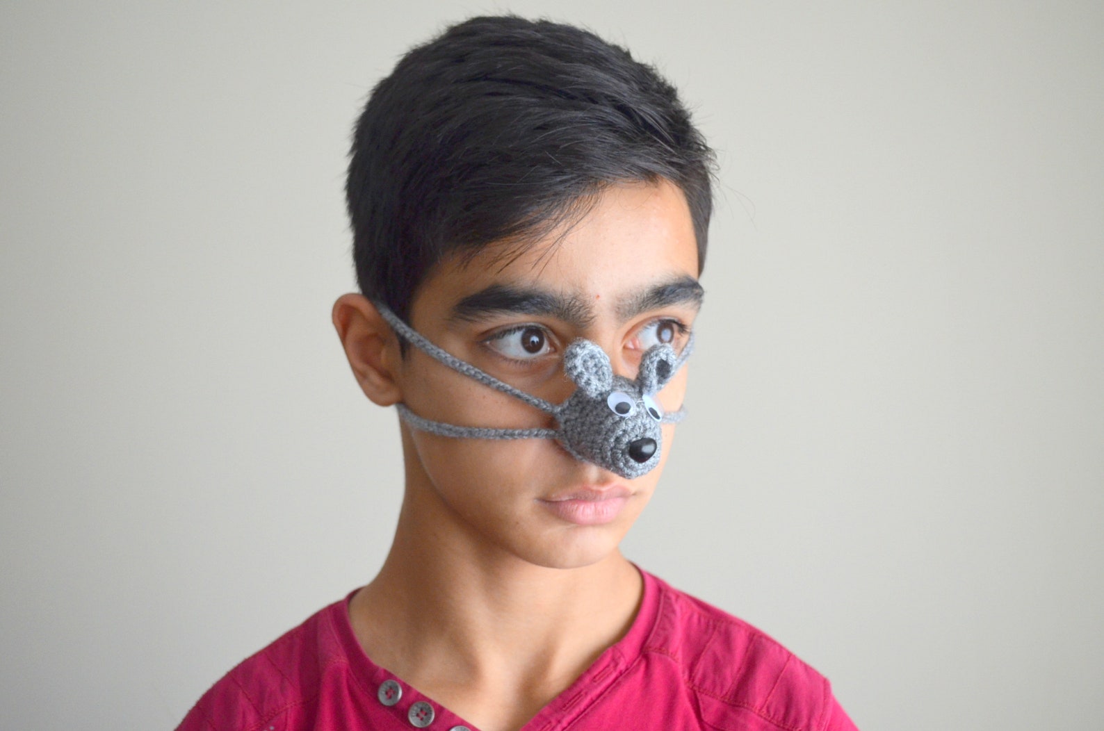 Nose Warmer Gray, Crochet Nose Cozy, Animal Nose Warmer for Women ...