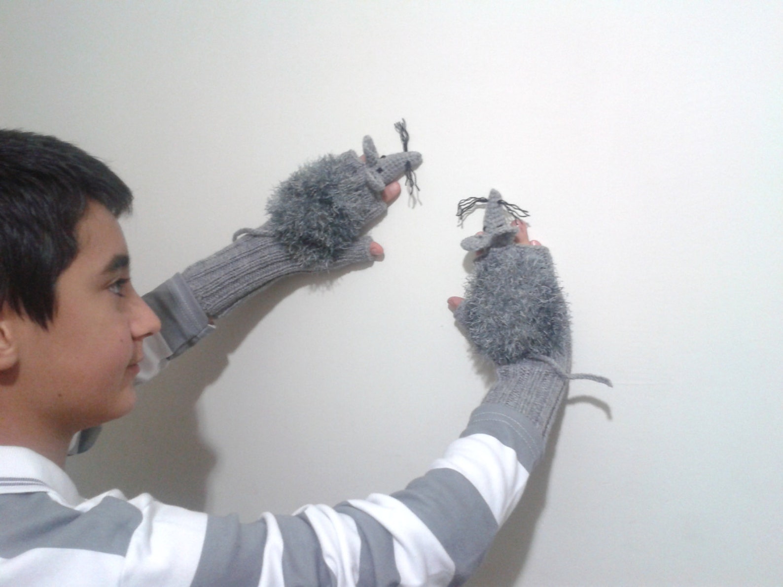 Wool Knitted Rat Gloves, Mice Furry Gloves, Fingerless Animal, Knitting ...