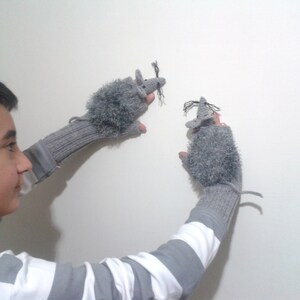 Wool Knitted Rat Gloves, Mice Furry Gloves, Mouse Fingerless, Knitting ...