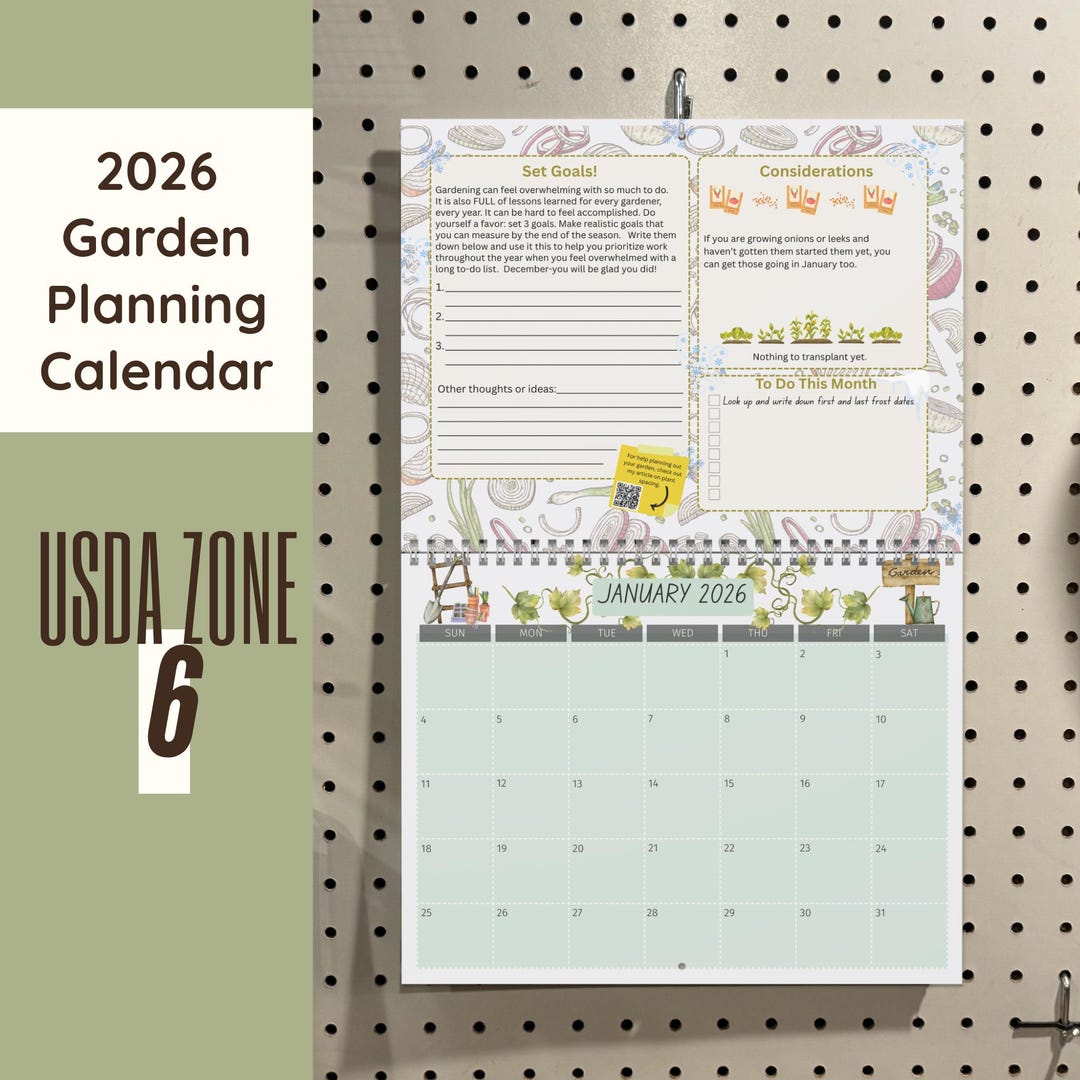 2026 Calendar | Vegetable Garden Planning Calendar - US Hardiness Zone ...