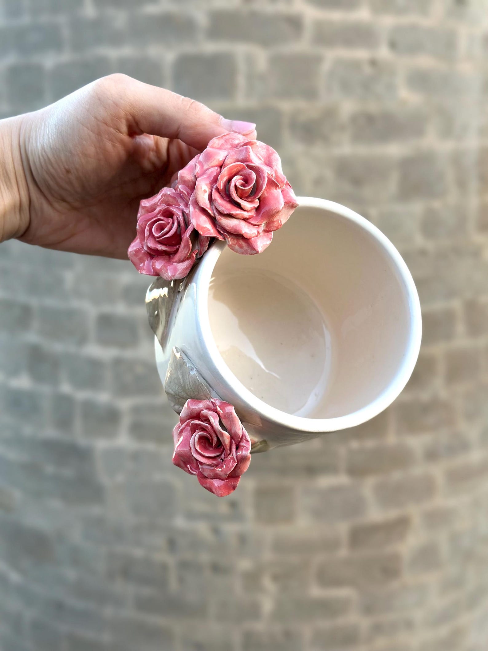Handmade Pink Rose Ceramic Mug – Romantic Floral Pottery Cup - Etsy