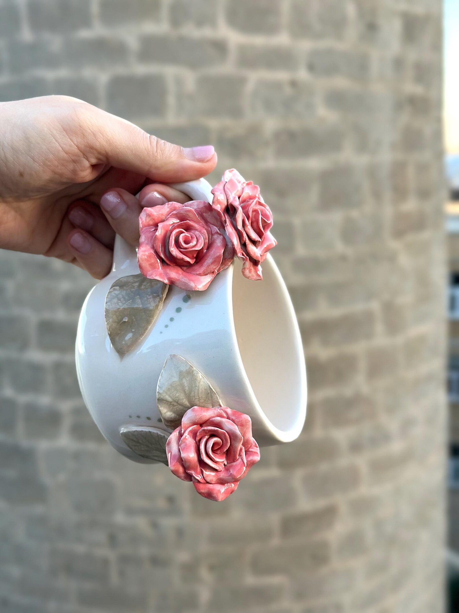 Handmade Pink Rose Ceramic Mug – Romantic Floral Pottery Cup - Etsy