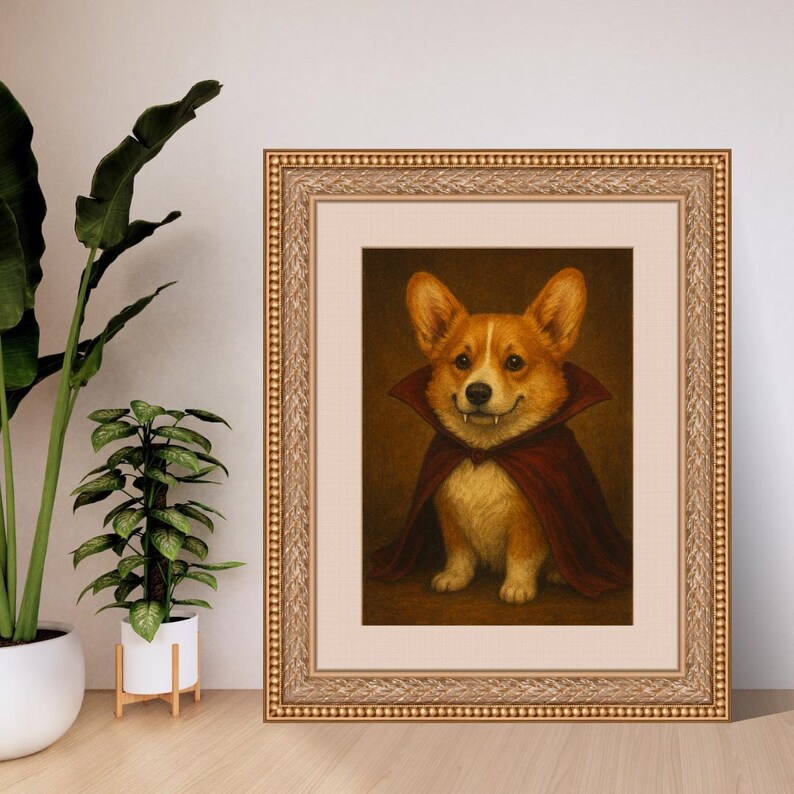 Vampire Corgi Halloween Print: Cozy Fall Dog Art - Etsy