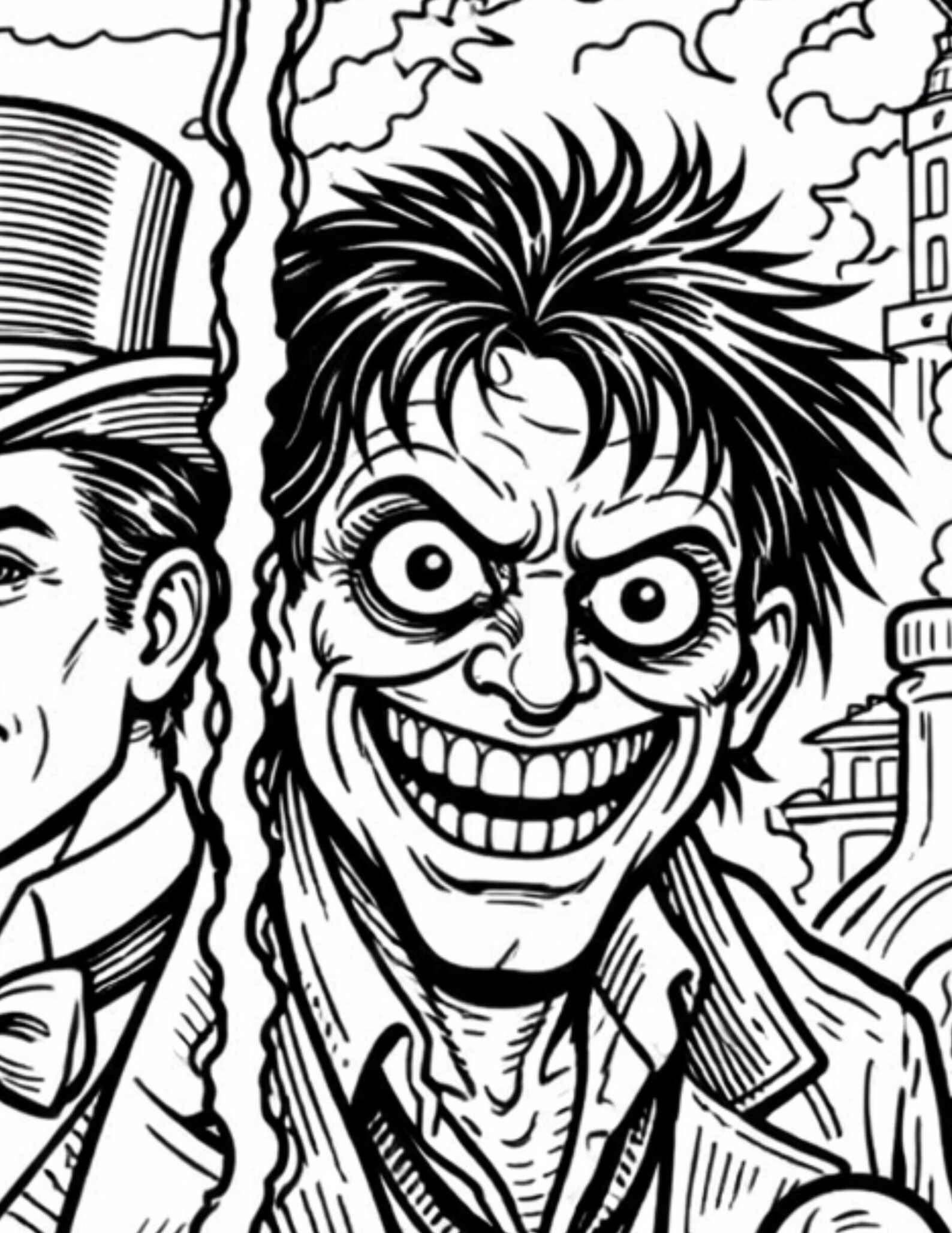 Dr. Jekyll & Mr. Hyde Coloring Page – Gothic Split Portrait for Adults ...