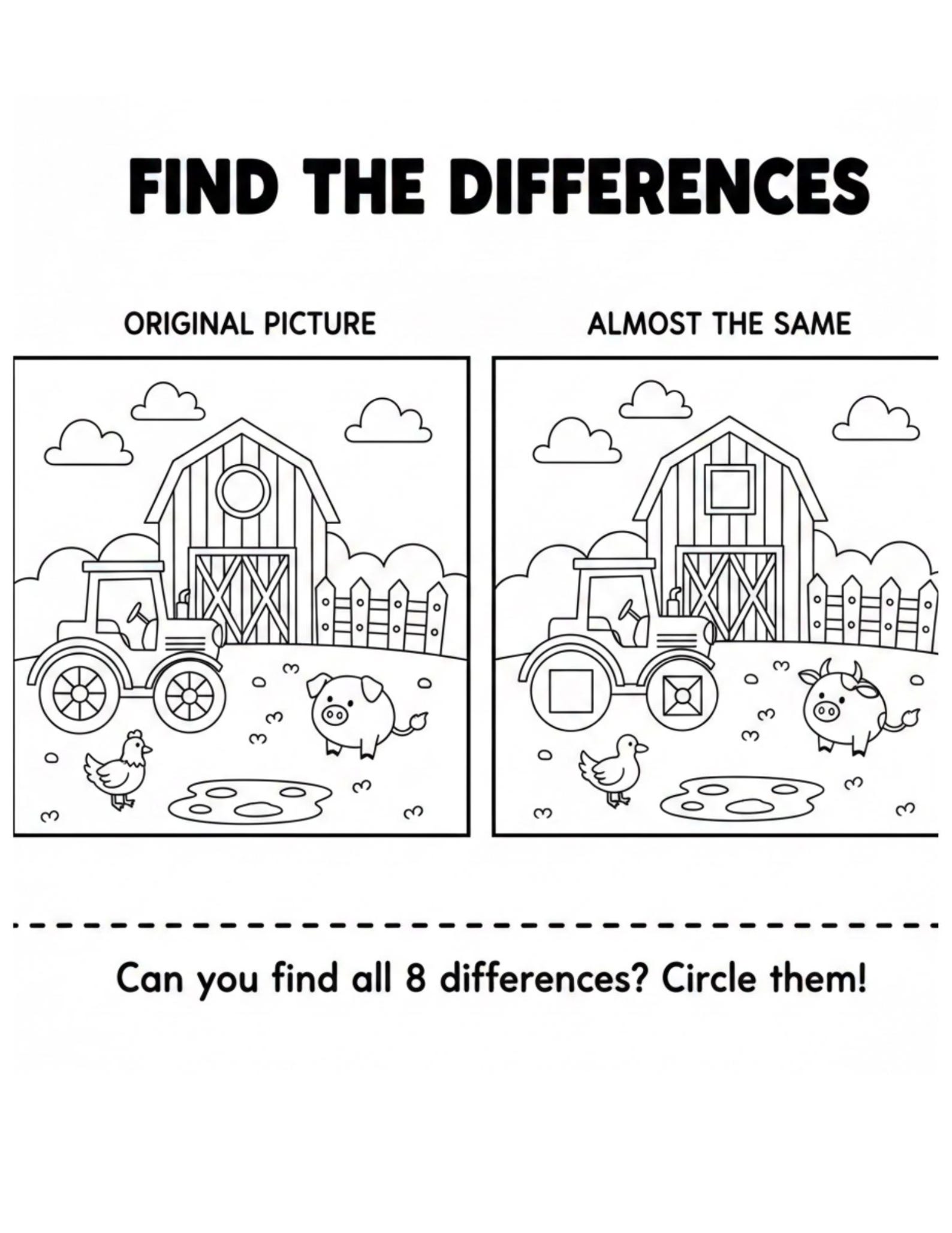 Farm Friends Printable Activity Pack – 18 Pages for Kids (coloring, I ...
