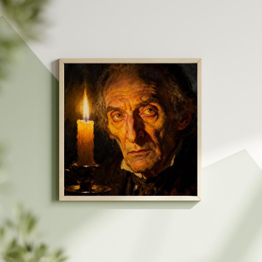 Ebenezer Scrooge Candlelight Portrait – A Christmas Carol Printable Art ...