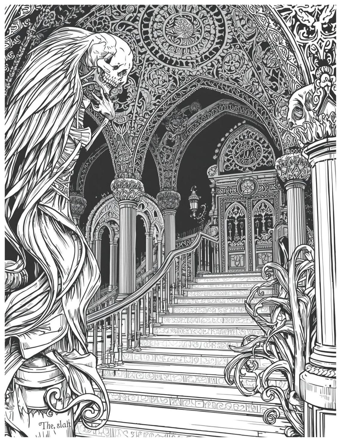 Gothic Adult Coloring Pages Printable 8 Intricate Dark Fantasy PNG ...