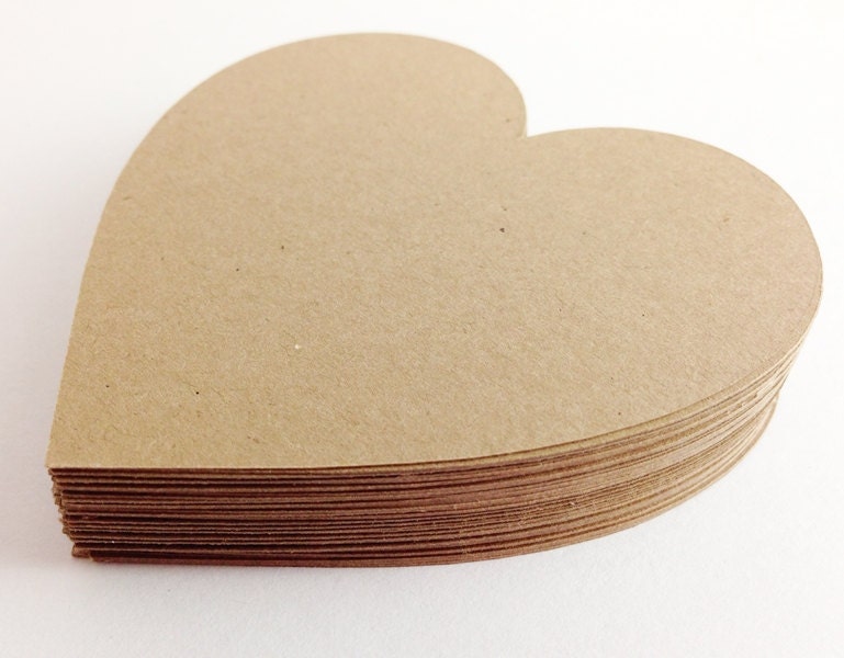 50 Kraft Die Cut Hearts - Rustic Wedding - 3 Inch Hearts - Kraft Hearts ...
